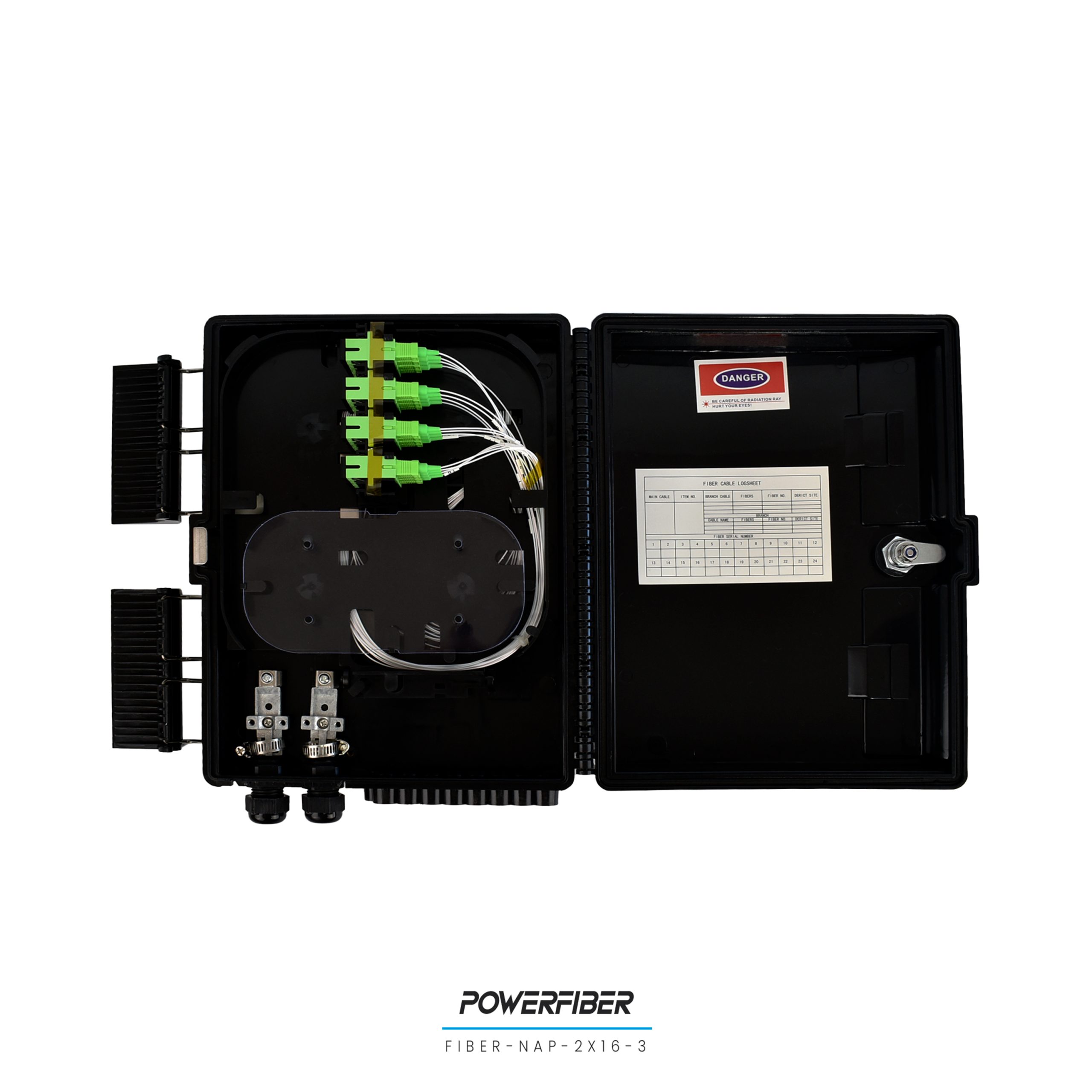 POWERFIBER FIBER-NAP-2X16-3 CAJA EXTERIOR FTTH 2X16 CON SPLITTER 1X16 ...
